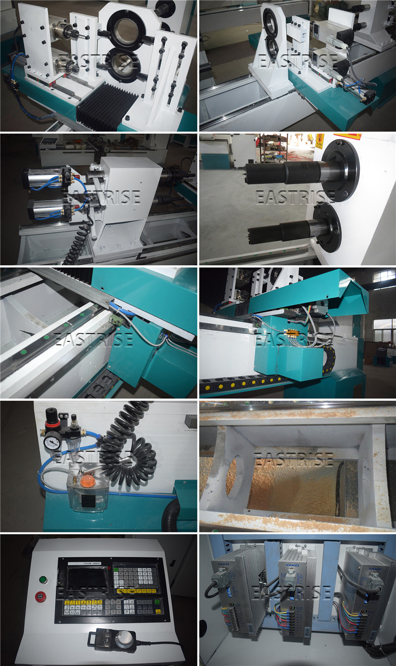 3-Axis Double-Tool Holder CNC Wood Turning Lathe Machine with ...